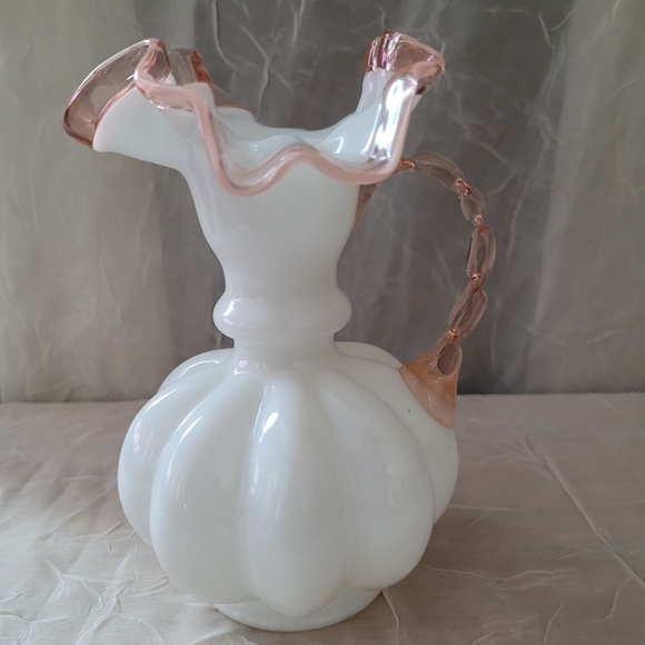Fenton | Accents | Vintage 94s Fenton Rose Crest Melon Jug Pitcher Vase ...